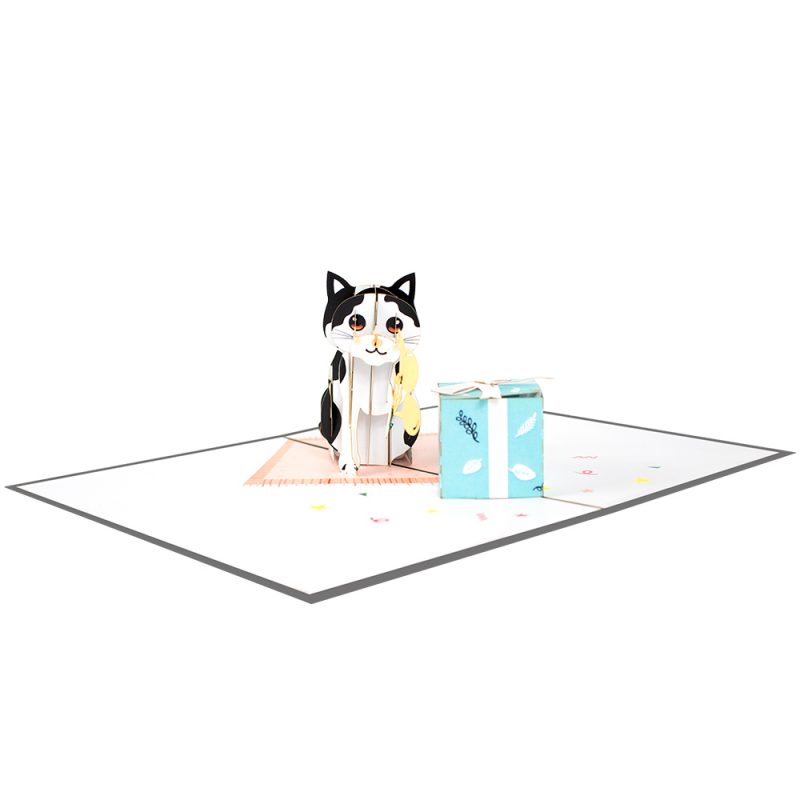 Cat gift pop up card, Cat 3d cards wholesale - CharmPop Cards