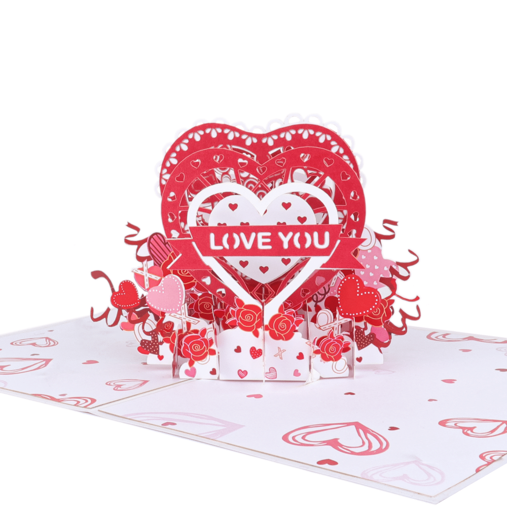Love Heart Pop Up Card- Valentine's Day, Wedding's Day