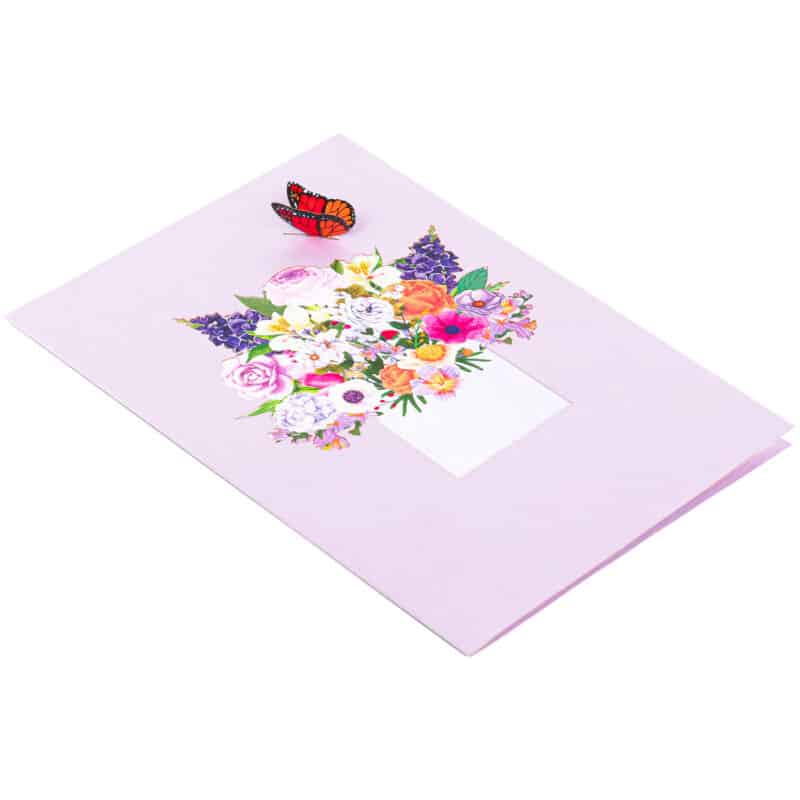 Mixed Flowers Pot Pop Up Card - 3D Cards for Birthday, Mothers Day